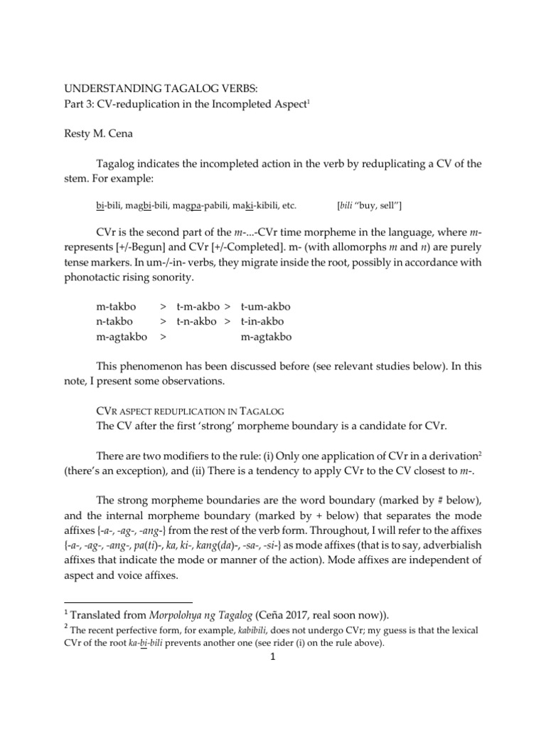 Understanding Tagalog Verbs PDF | PDF | Grammatical Tense | Philology