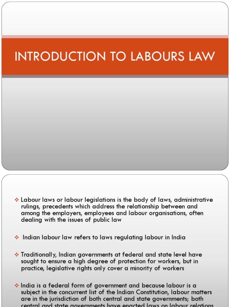 Introduction To Labours Law | PDF | Labour Law | Trade Union