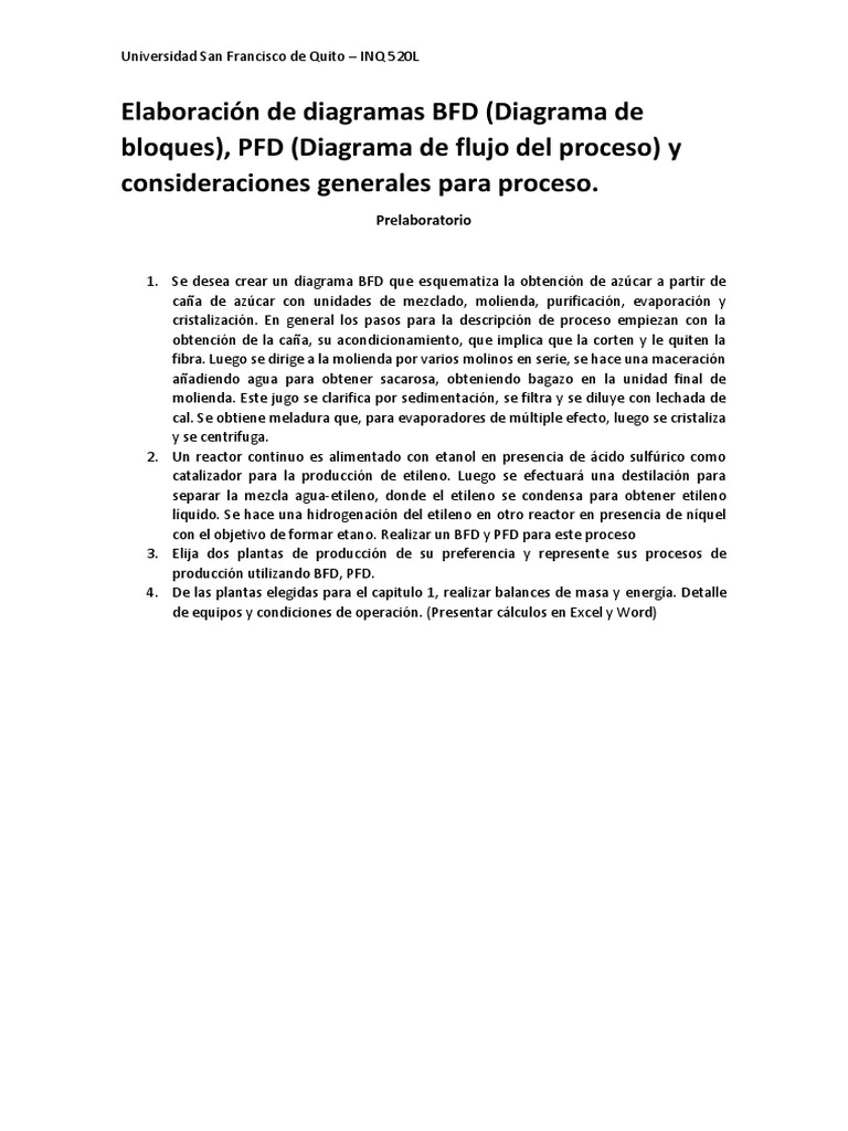 Prelaboratorio Elaboración de Diagramas BFD | PDF