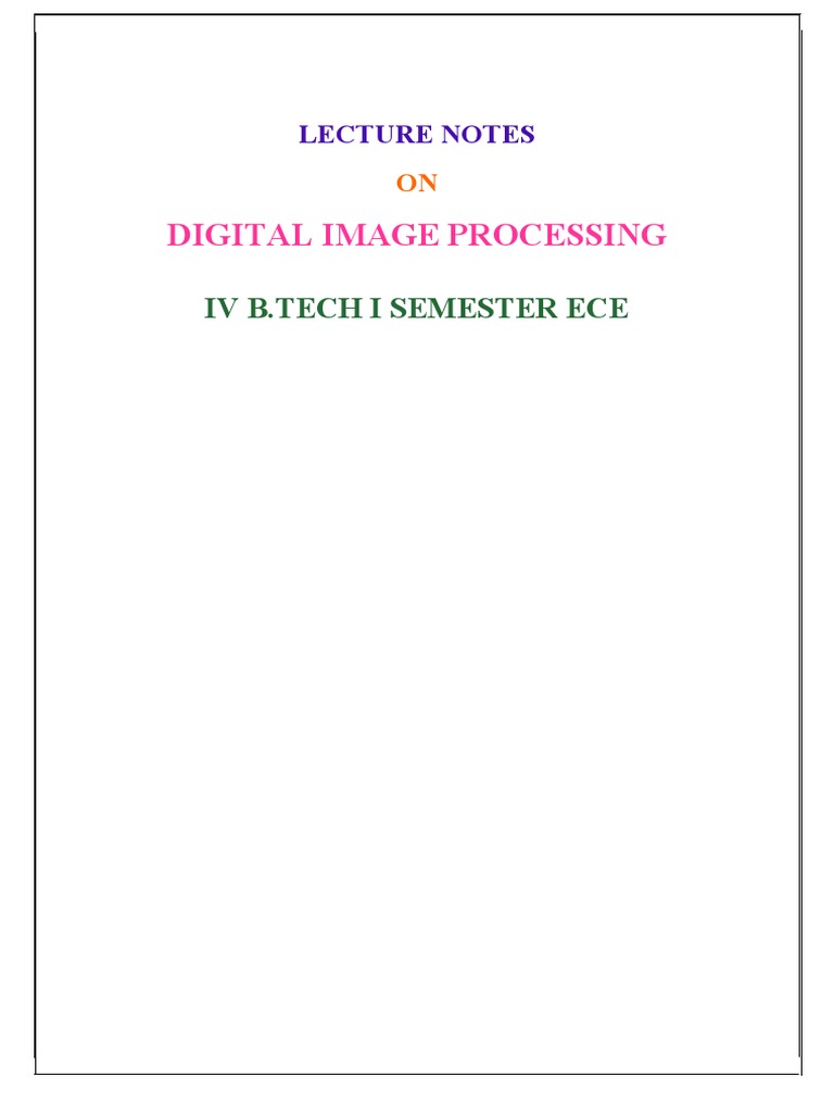 Dip Notes | PDF | Image Resolution | Digital Image