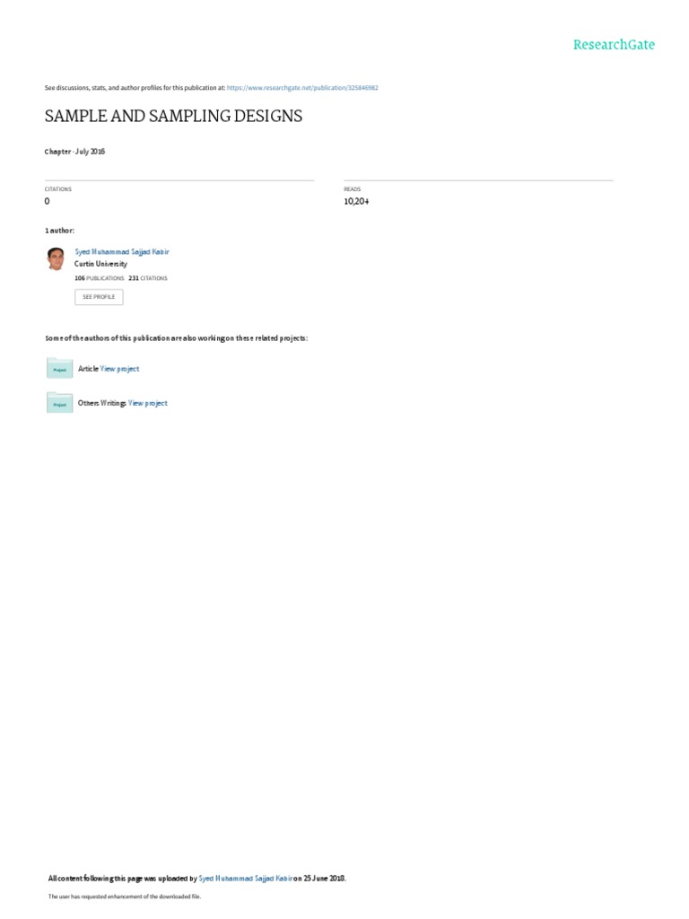 Sample and Sampling Designs | PDF | Sampling (Statistics) | Survey Methodology