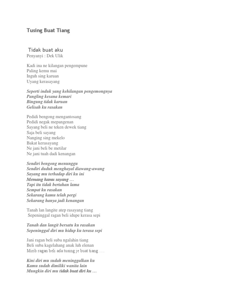 Tusing Buat Tiang | PDF