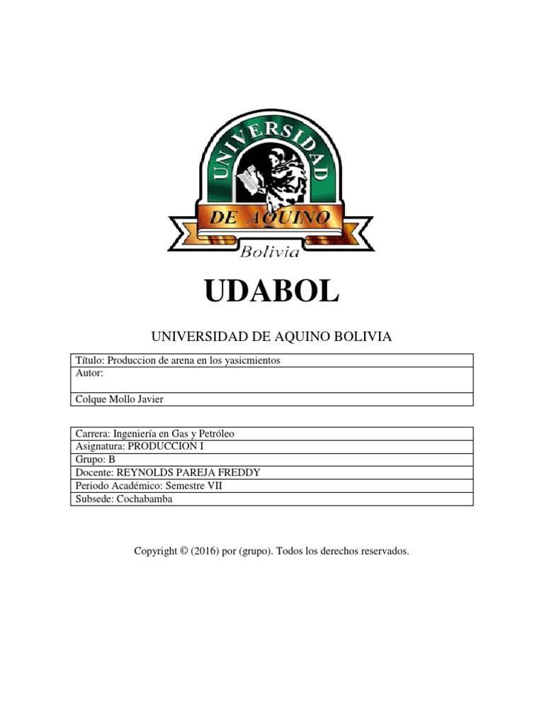 Udabol: Universidad de Aquino Bolivia | PDF | Depósito de petróleo ...