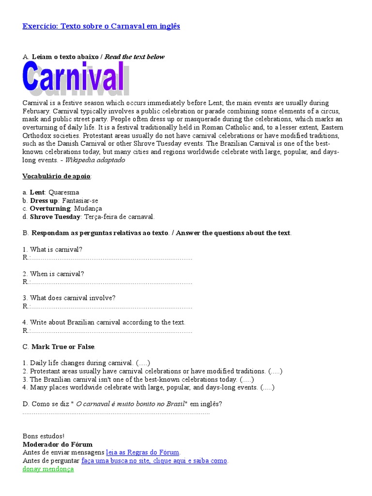 CARNIVAL | PDF | Carnival | Walking
