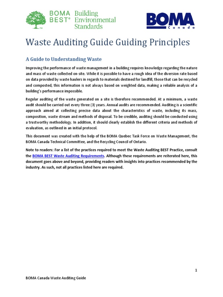 Waste Auditing Guide Guiding Principles | Download Free PDF | Waste ...