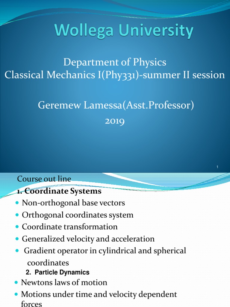 Classical Mechanic I-Summer | PDF | Lagrangian Mechanics | Hamiltonian ...