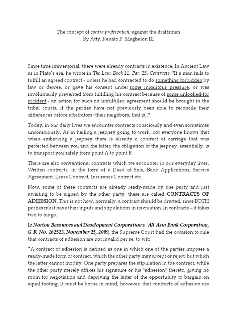 Contra Proferentem in Contract Law | PDF | Contract Law | Private Law