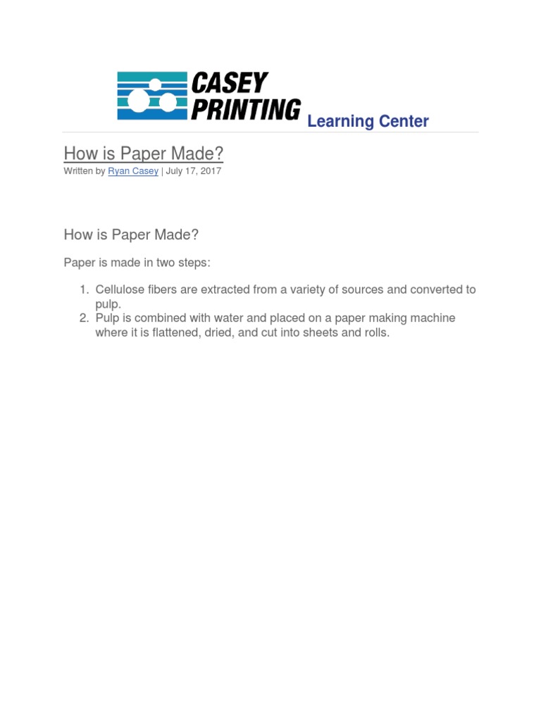 How Is Paper Made | PDF | Pulp (Paper) | Paper