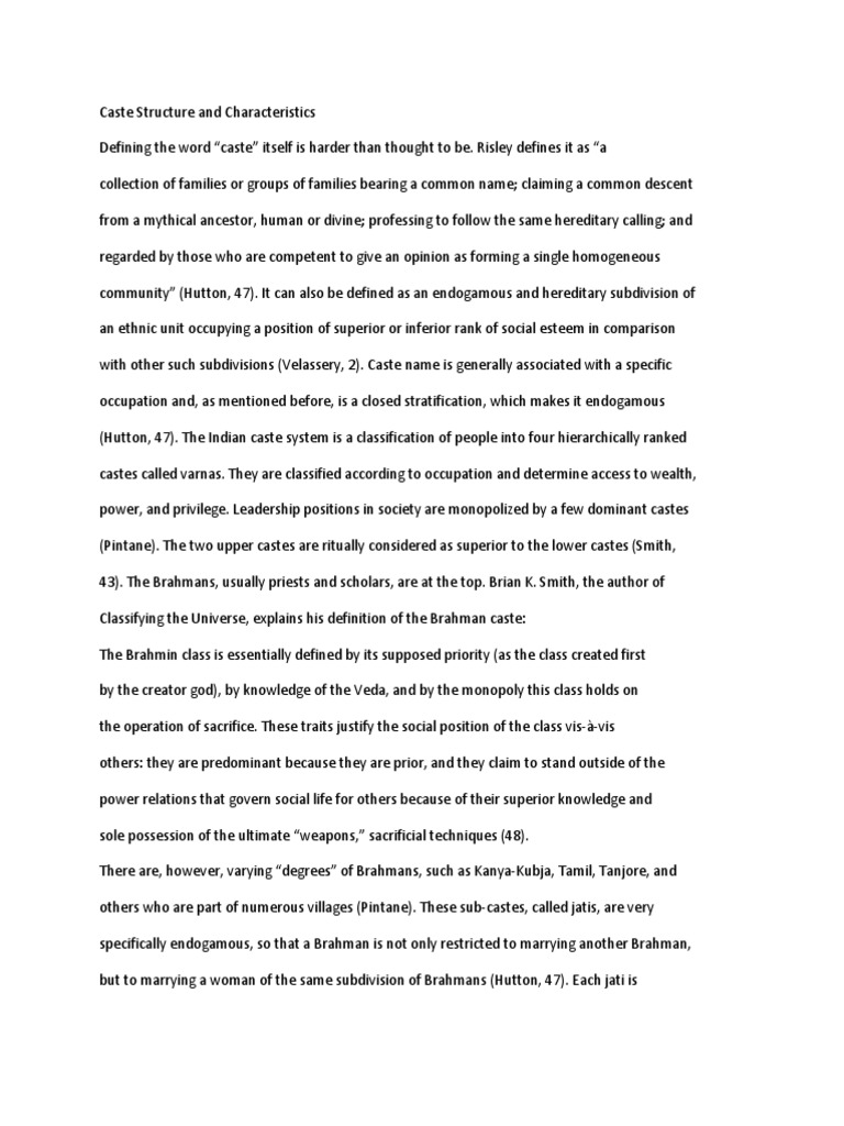 Caste System Characteristics | PDF | Caste | Social Divisions