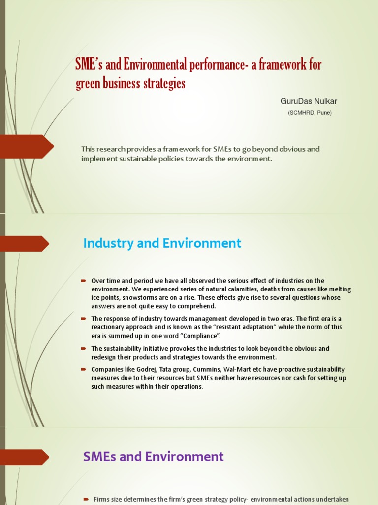 Green Strategies for SMEs' Environmental Performance | PDF | Strategic ...