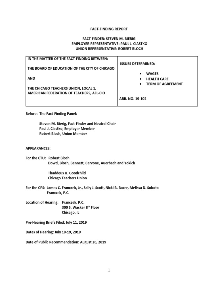 Fact Finder Report | PDF | Mediation | Teachers