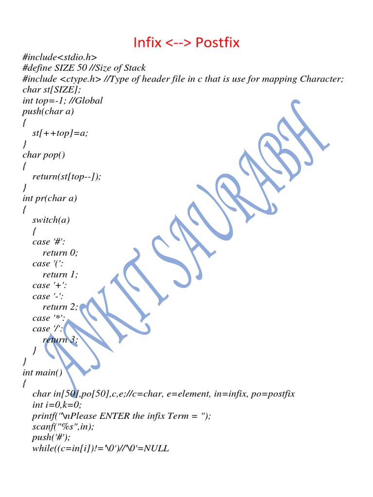 Infix To PostFix & PreFix | PDF | Computer Engineering | Software Engineering