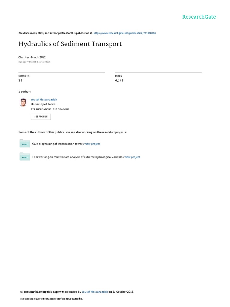Hydraulics of Sediment Transport: March 2012 | PDF | Fluid Dynamics ...