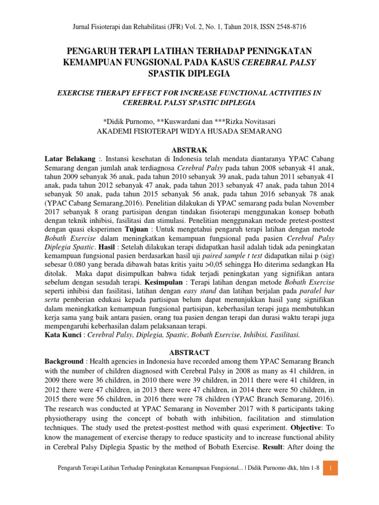 Terapi Bobath untuk Diplegia Spastik | PDF