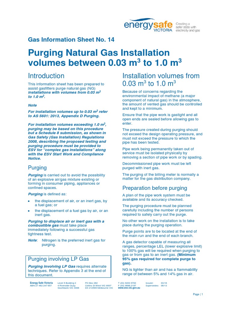 Purging Procedures for Natural Gas Installations Between 0.03m3 and 1 ...
