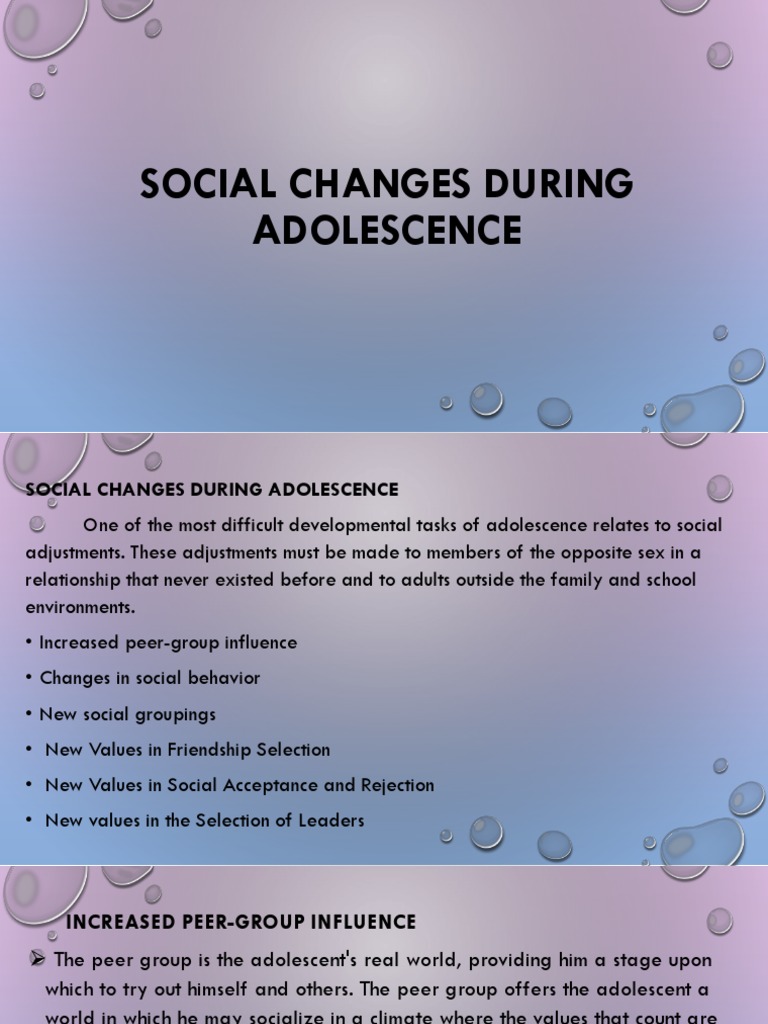 Social Changes During Adolescence | PDF | Adolescence | Social Group