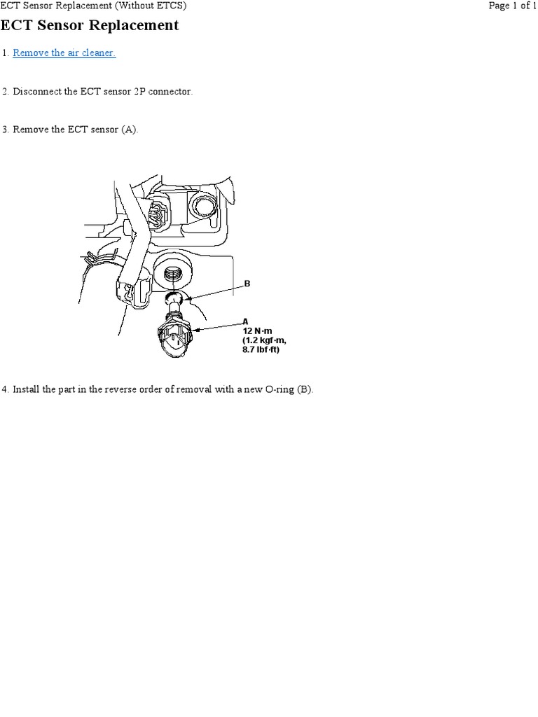1996 Nissan Sentra ECT Sensor Guide | PDF