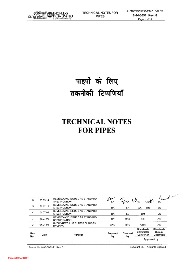 (6!44!0051) Technical Notes For Pipes
