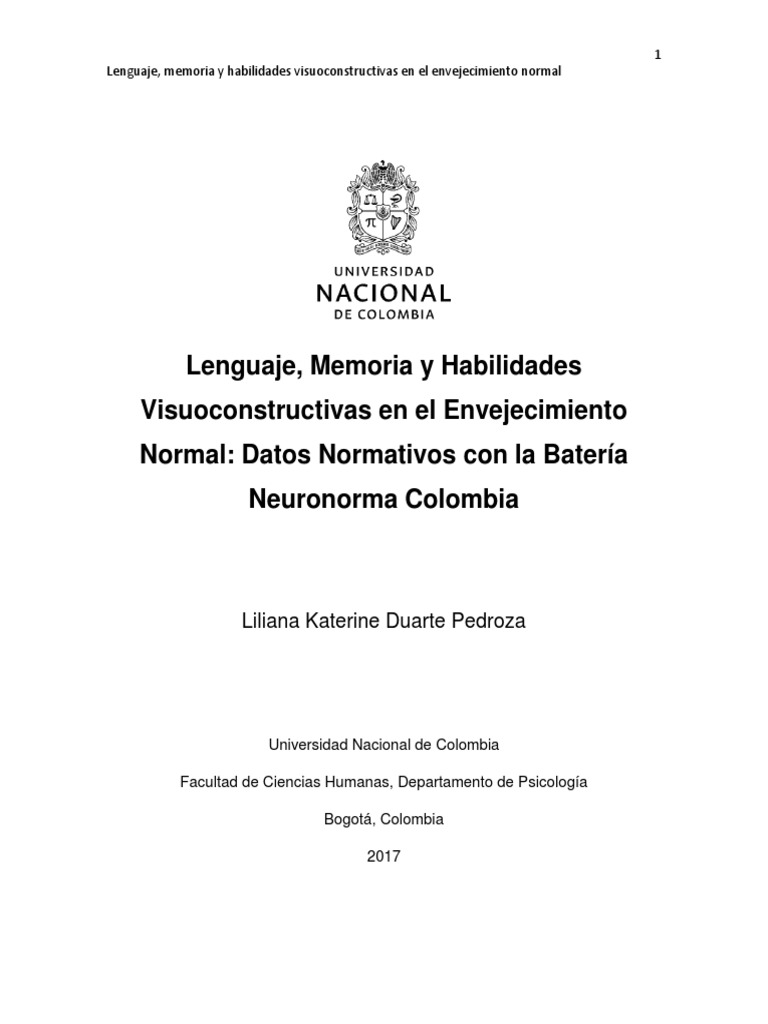 Neuronorma - Memoria Visoconstruccion Lenguaje | PDF | Demencia | Cerebro