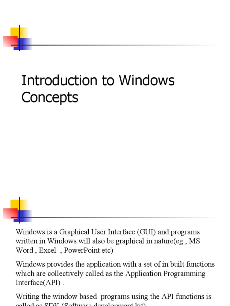 Introduction To Windows Concepts | PDF | Graphical User Interfaces | Computer Programming