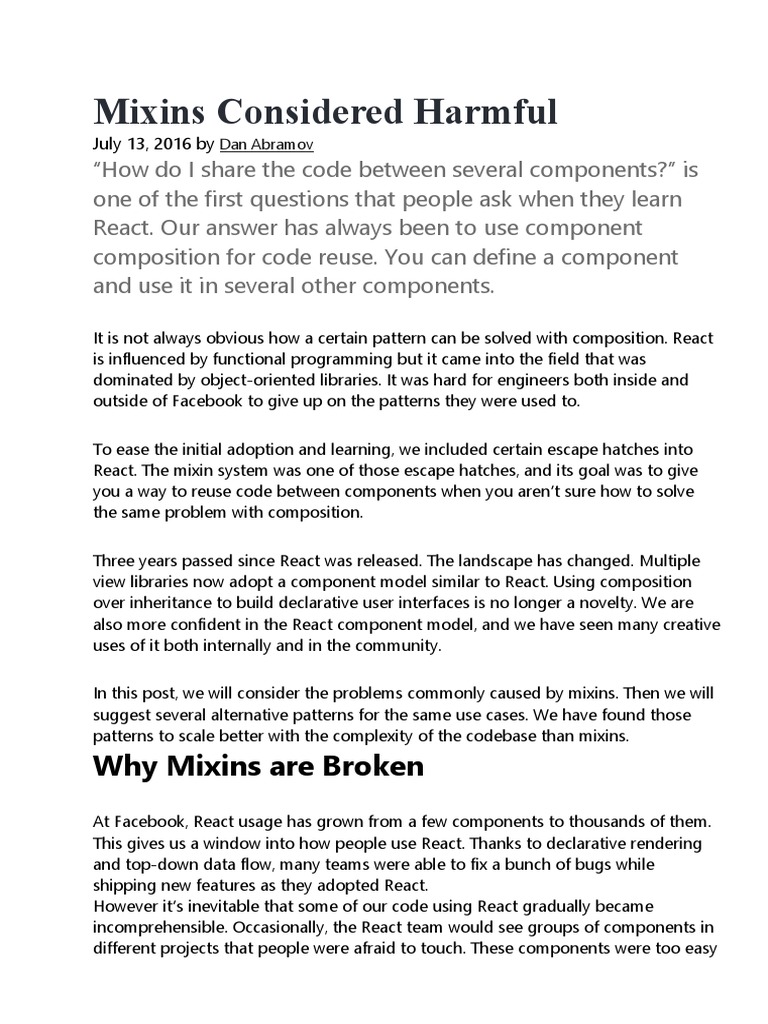 Mixins Considered Harmful | PDF | Class (Computer Programming) | Computer Programming