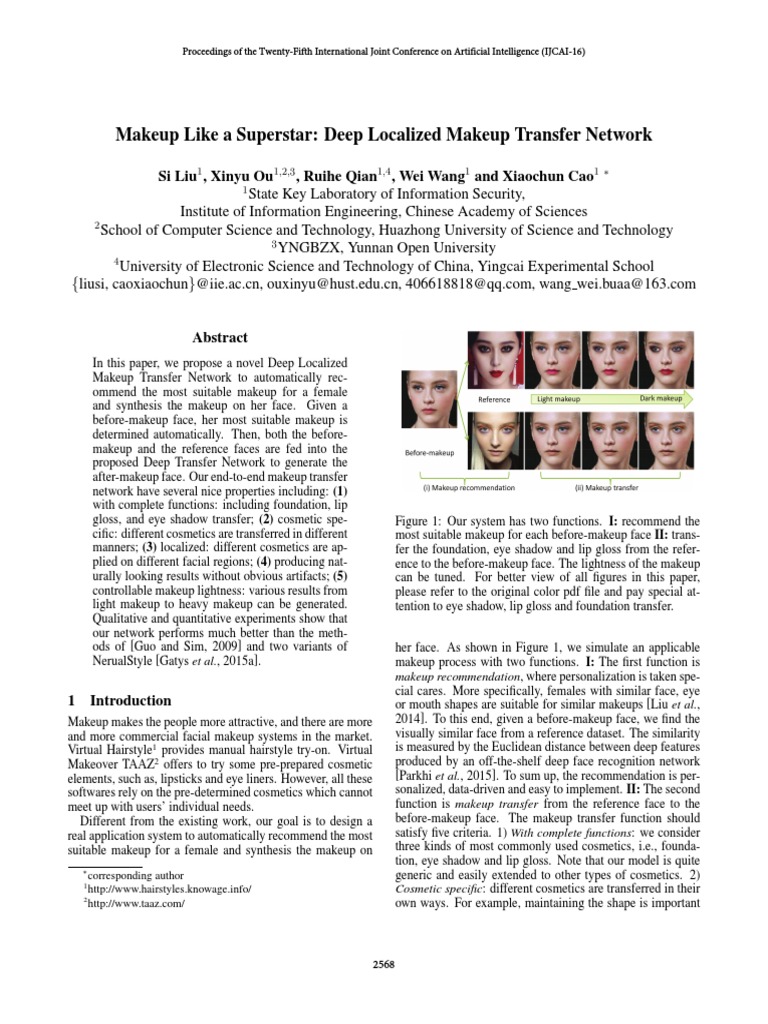 Makeup Like A Superstar: Deep Localized Makeup Transfer Network | PDF ...