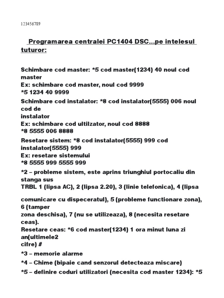 Programarea Centralei PC1404 DSC... Pe Intelesul Tuturor | PDF