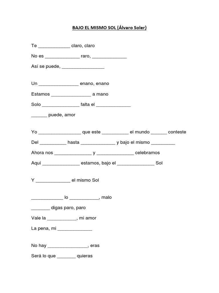 Bajo El Mismo Sol Canción | PDF | Estudios de idiomas extranjeros