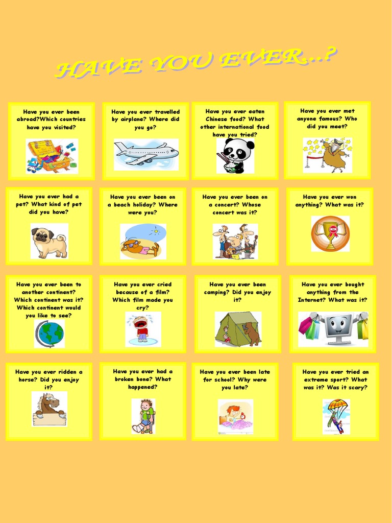 Have You Ever Speaking Cards Conversation Topics Dialogs Flashcards Fun ...
