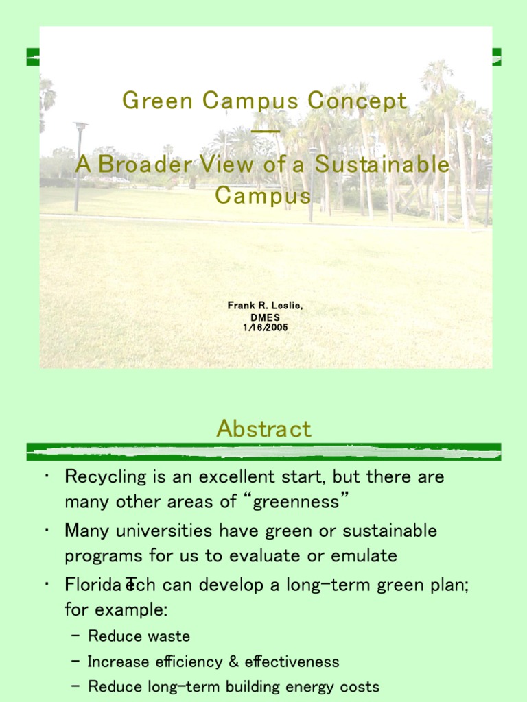 Green Campus Concept - A Broader View of A Sustainable Campus ...