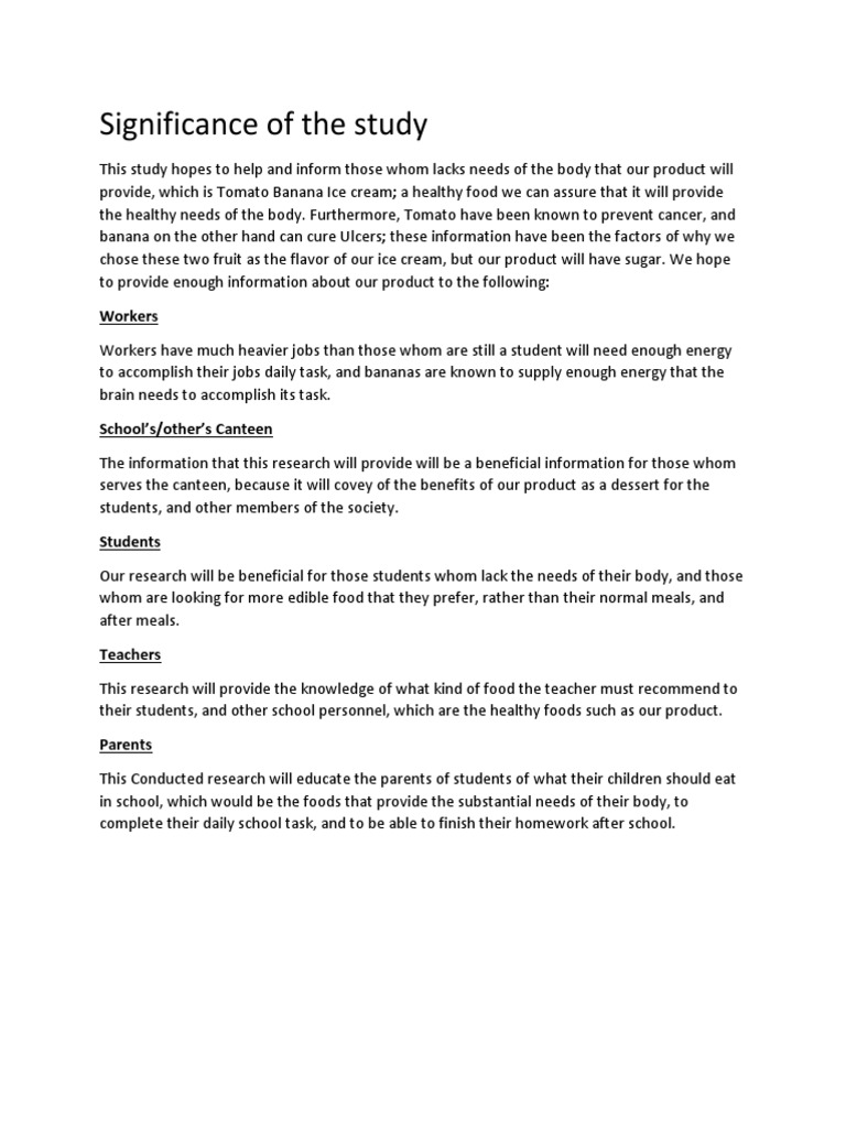 Significance of The Study | PDF