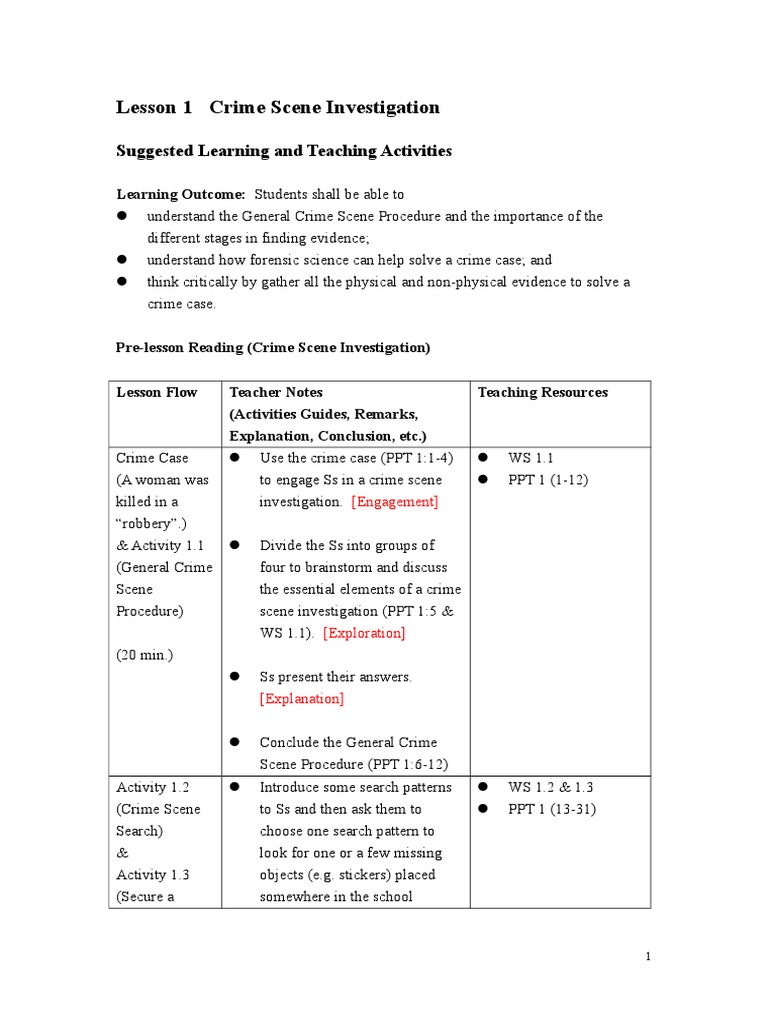Crime Scene Investigation Activities | PDF | Crime Scene | Forensic Science