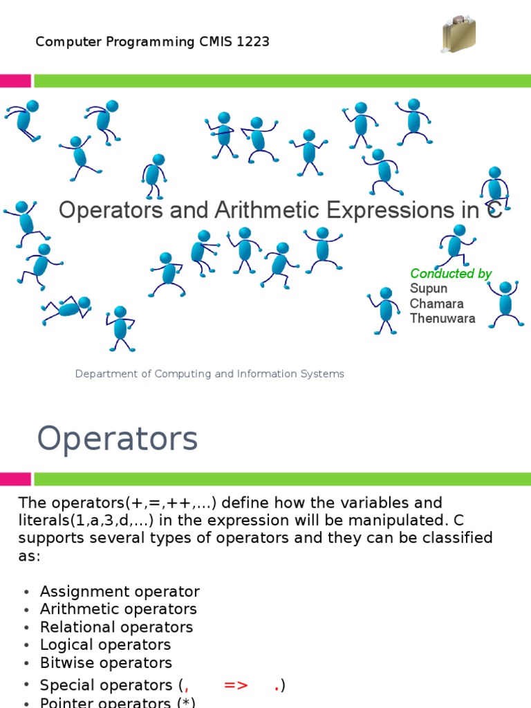 Operators and Arithmetic Expressions in C: Computer Programming CMIS ...