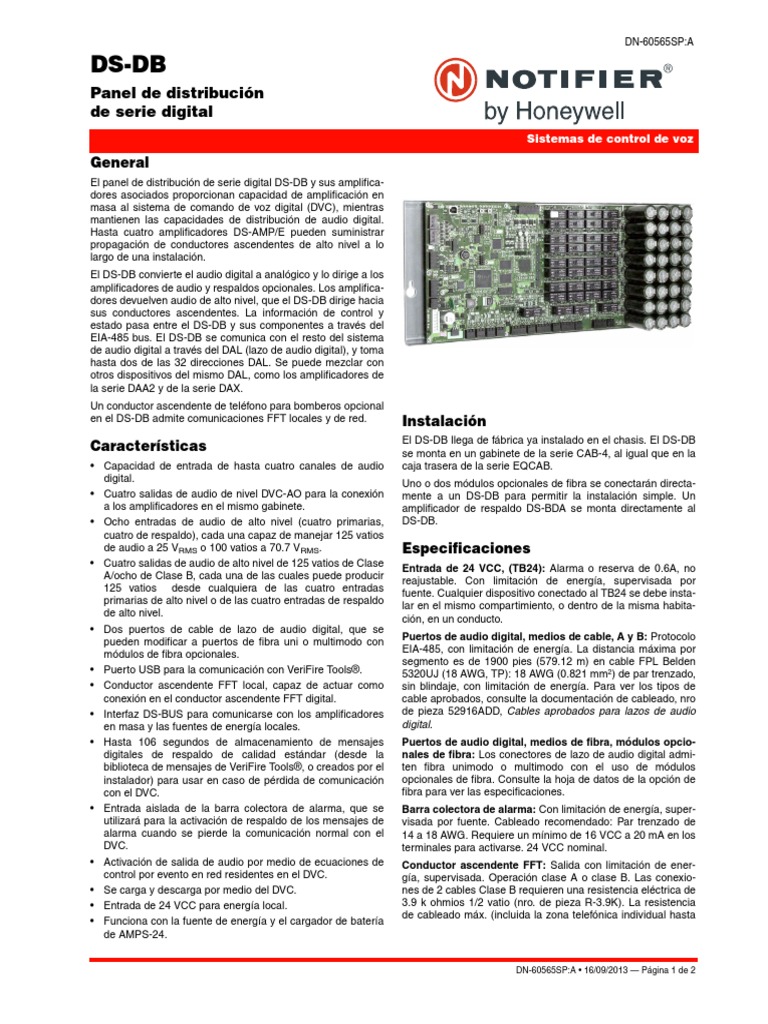 Data Sheet Amplificador DS-DB NOTIFIER - Español | PDF | Equipo ...