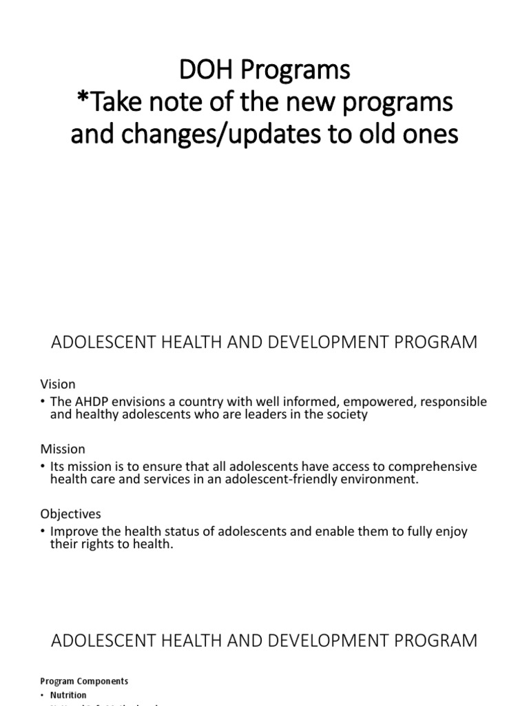 DOH Programs | PDF | Family Planning | Health Care