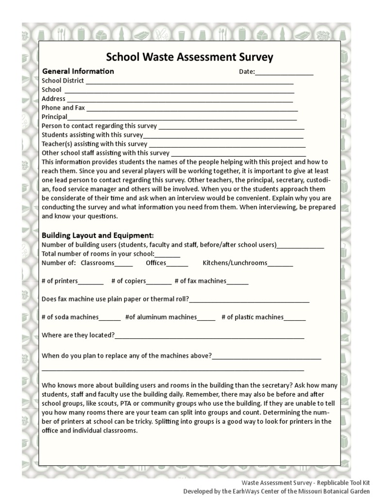 Activity Waste Assessment Survey | PDF | Recycling | Reuse