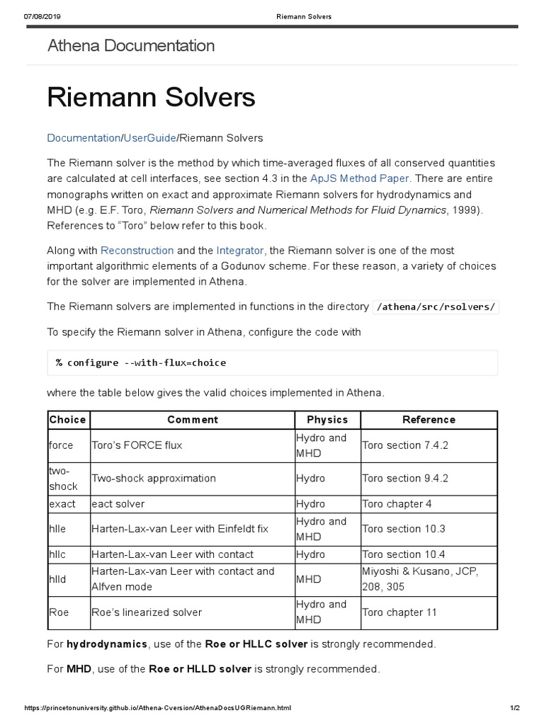 Riemann Solvers | PDF | Fluid Dynamics | Mathematical Concepts