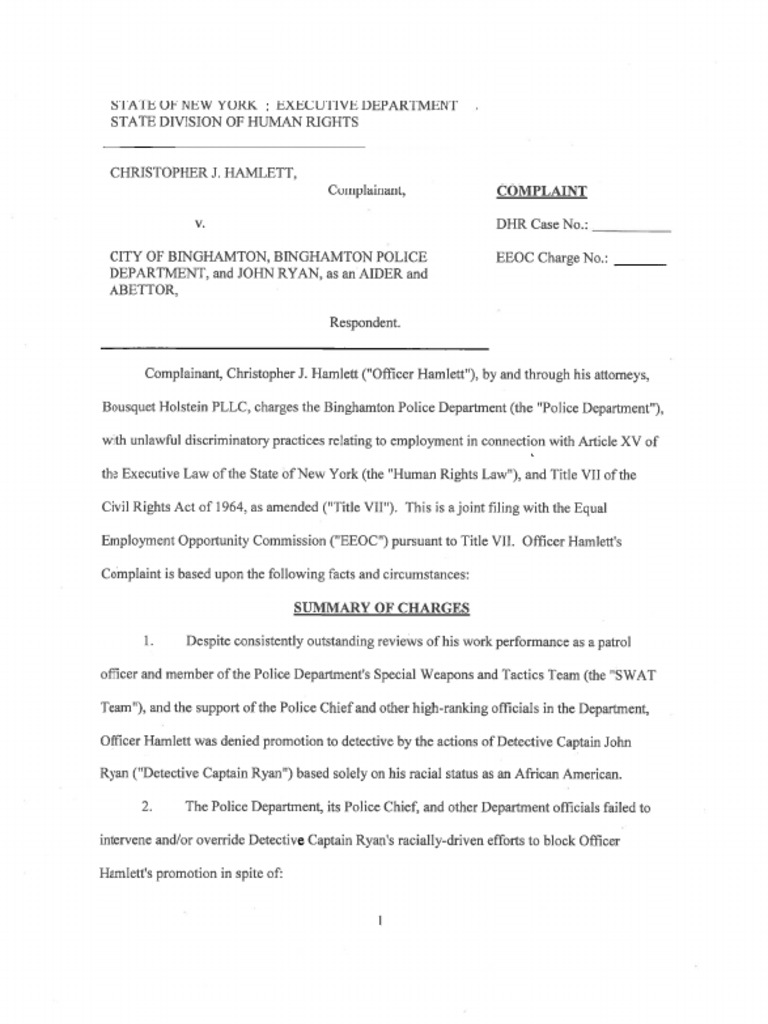 Christopher Hamlett V City of Binghamton, Binghamton Police Department ...