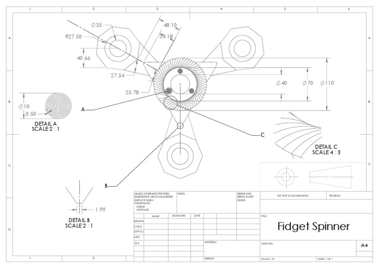 Fidget Spinner: A Detail A Scale 2: 1 Detail C Scale 4: 3 | PDF | Nature