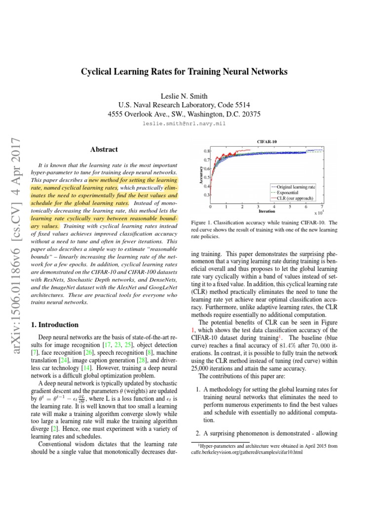 Cyclical Learning Rates Guide | PDF | Artificial Neural Network ...