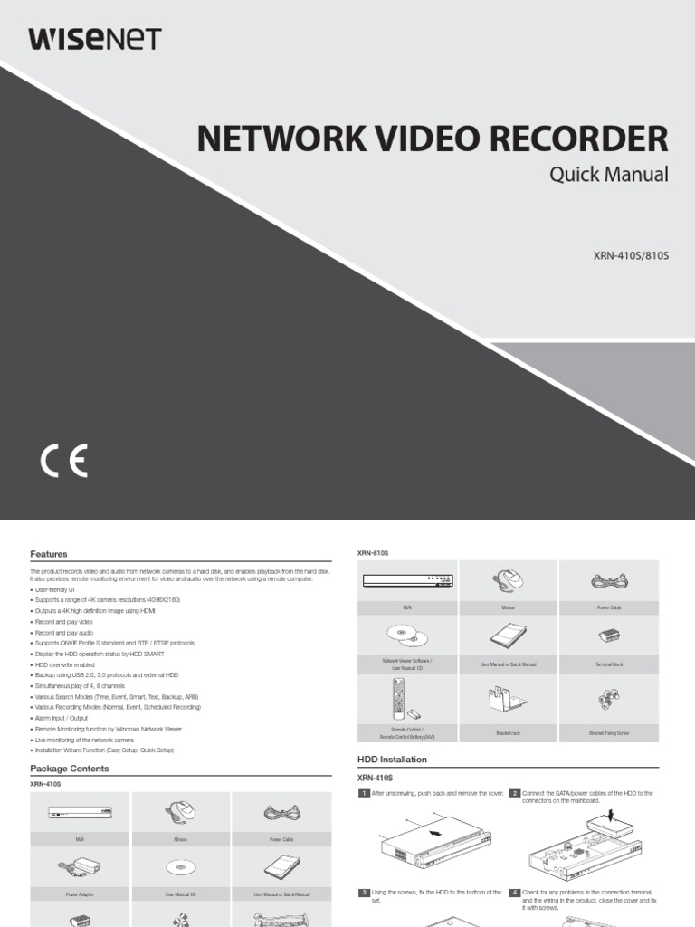 Quick Guide-XRN-410S, 810S-ENGLISH - Web-0220 PDF | PDF | Ip Address | Usb