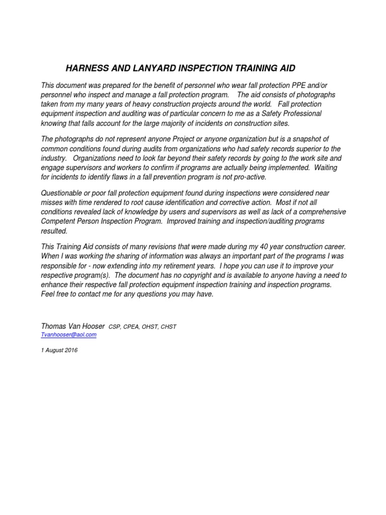 Harness and Lanyard Inspection Training Aid | PDF | Corrosion | Ultraviolet