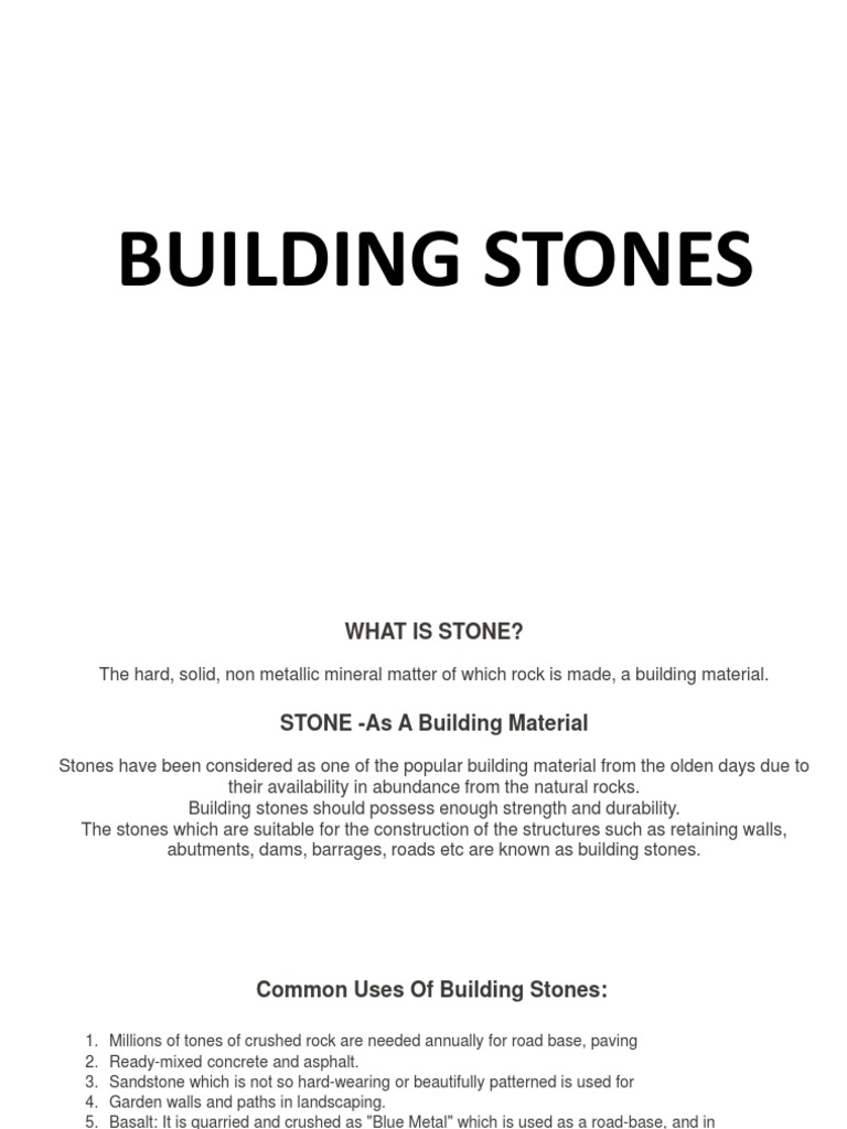 Stone: As A Building Construction Material | PDF | Rock (Geology ...