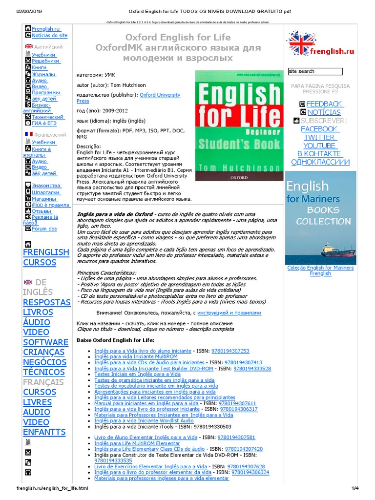 Coleção completa do curso Oxford English for Life com downloads ...
