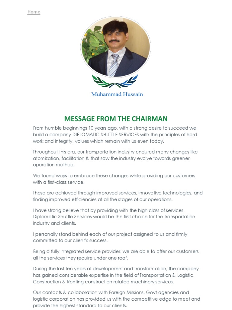 Message From The Chairman | PDF