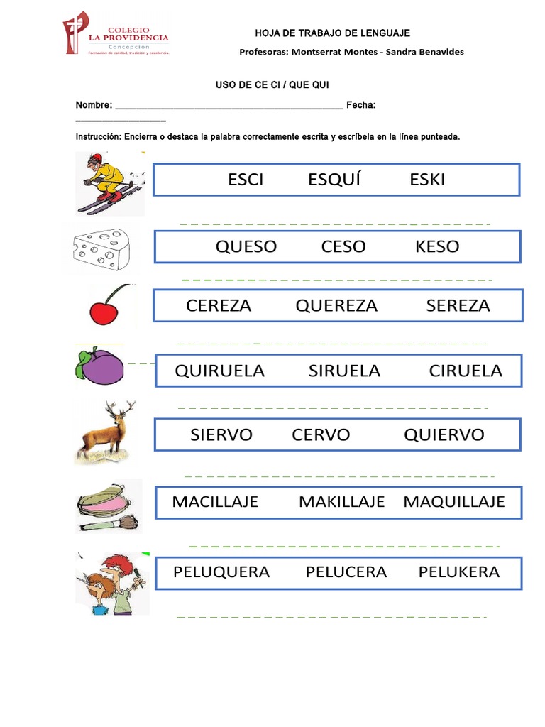 Hoja Trabajo CE CI QUE QUI | PDF | Ajedrez | Deportes