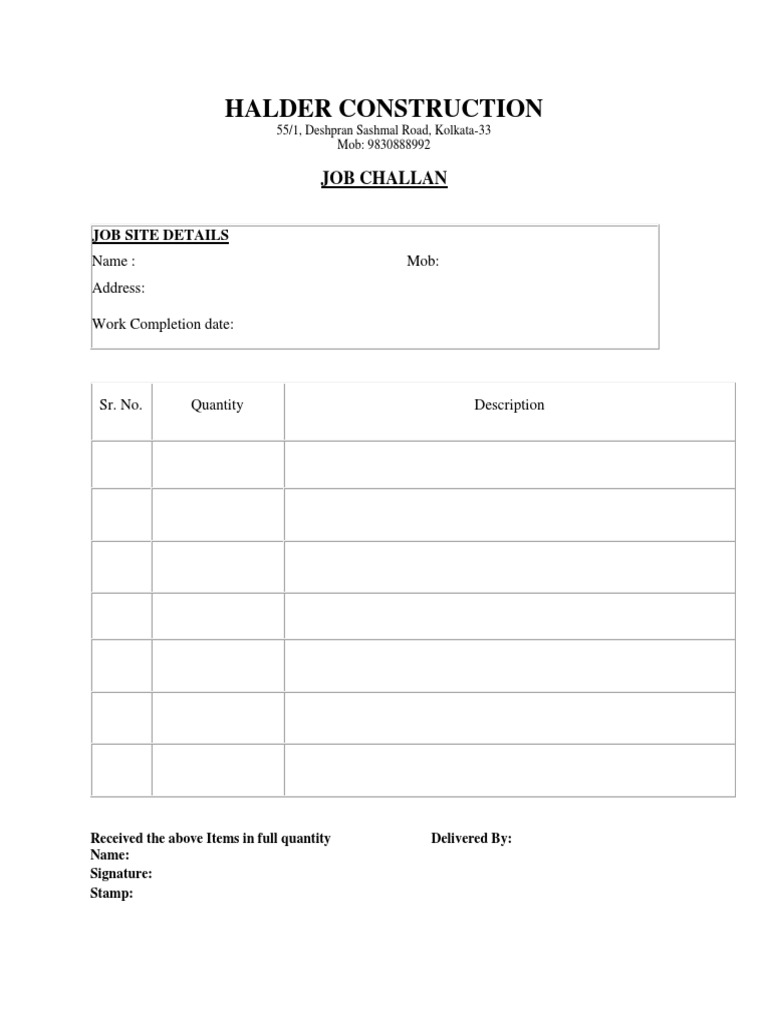 Job Challan | PDF
