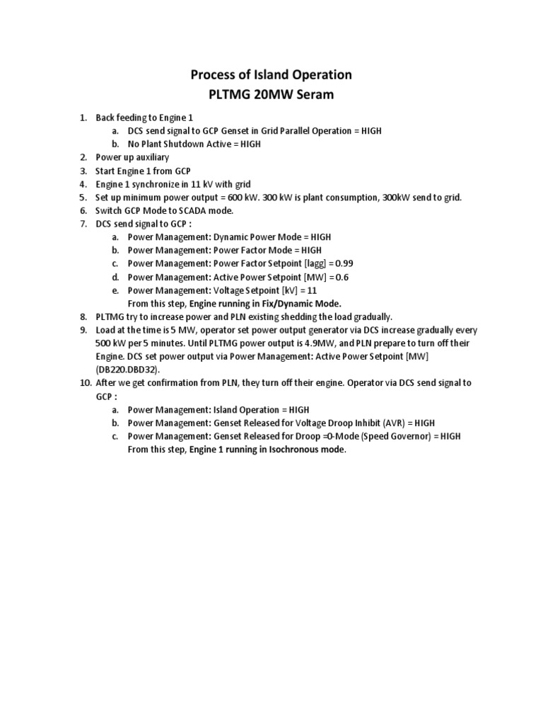Process of Island Operation | PDF