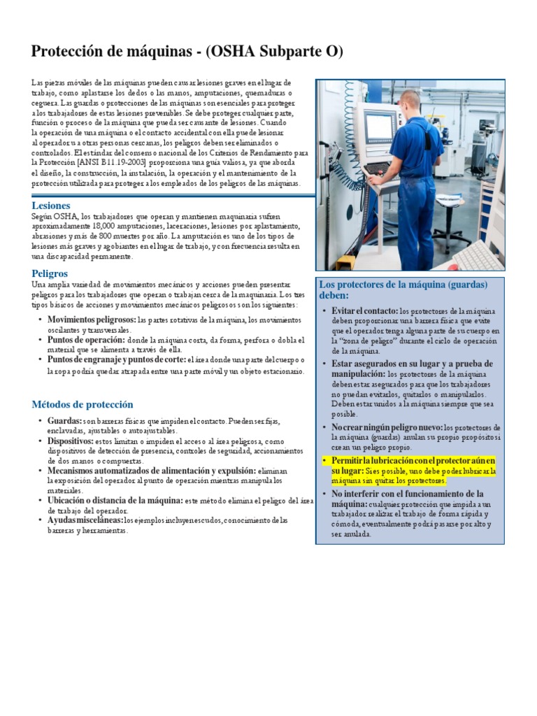 Machine Guarding Spanish | PDF | Administración de Seguridad y Salud ...