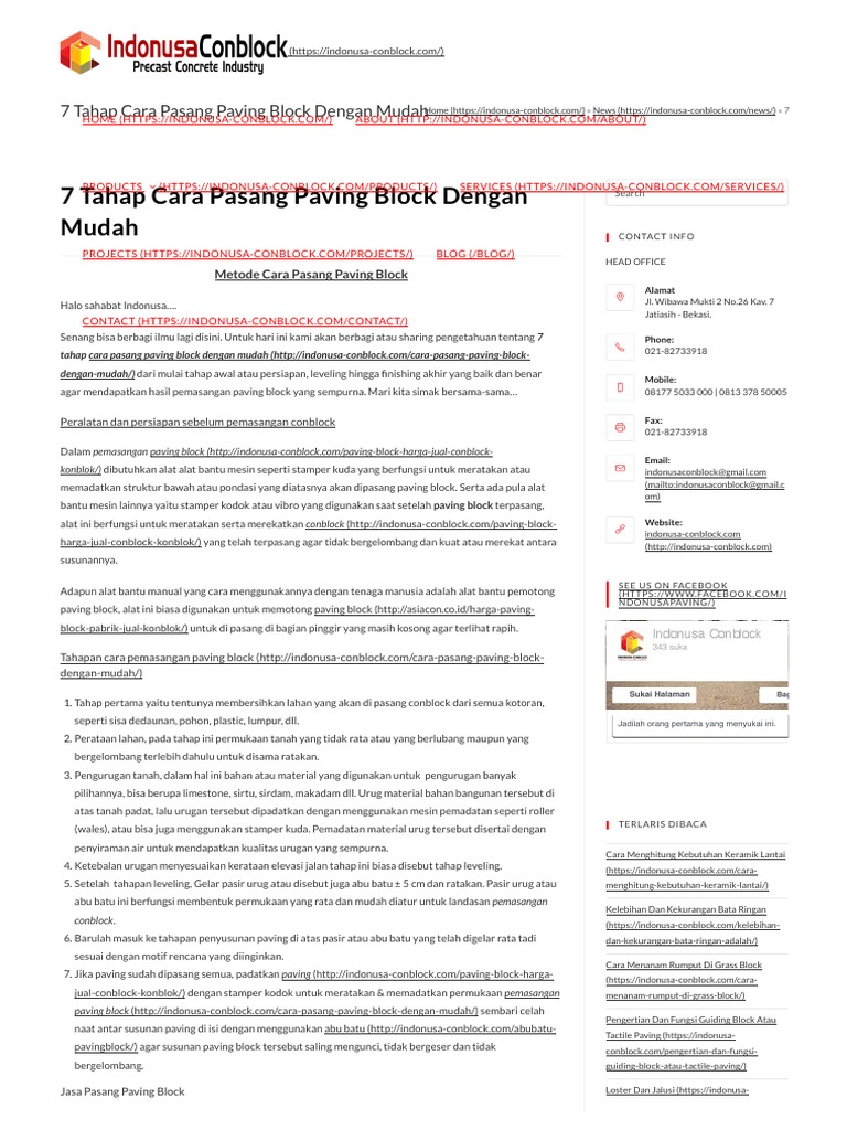 7 Tahap Cara Pasang Paving Block Dengan Mudah | PDF